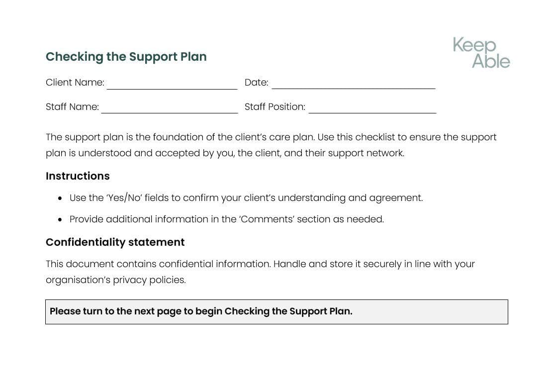 Care planning templates for CHSP & aged care | Keep Able | Keep Able